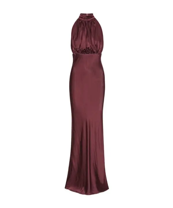 ROTATE BY BIRGER CHRISTENSEN Sleeveless Halterneck Ruched Dress