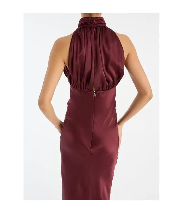 ROTATE BY BIRGER CHRISTENSEN Sleeveless Halterneck Ruched Dress