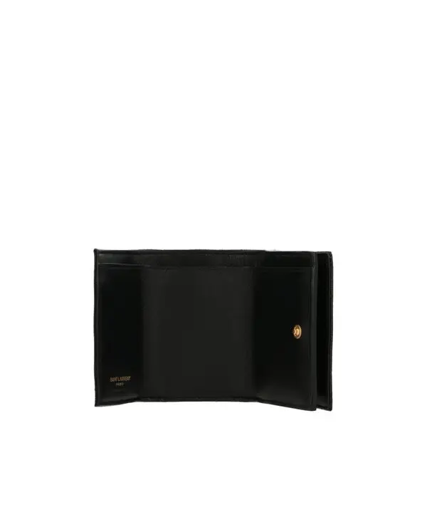 Saint Laurent Cassandre Logo Plaque Quilted Wallet