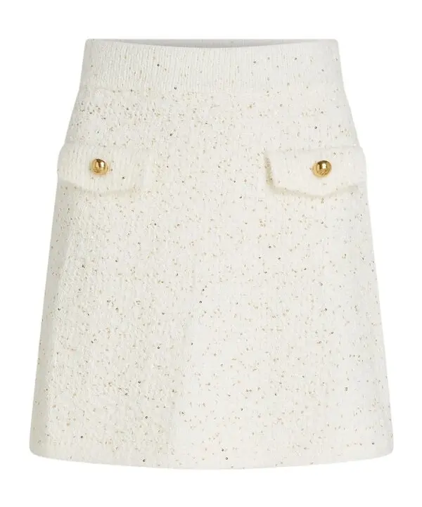 Karl Lagerfeld Bouclé Pocket Mini Skirt - Cannoli Cream