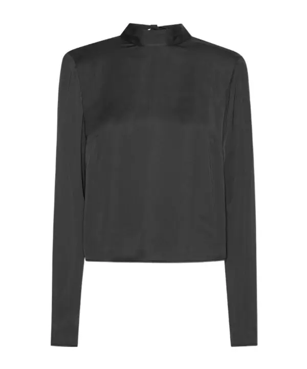 ROTATE BY BIRGER CHRISTENSEN Draped Back Top With High Collar - Black