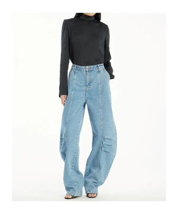ROTATE BY BIRGER CHRISTENSEN Draped Back Top With High Collar - Black