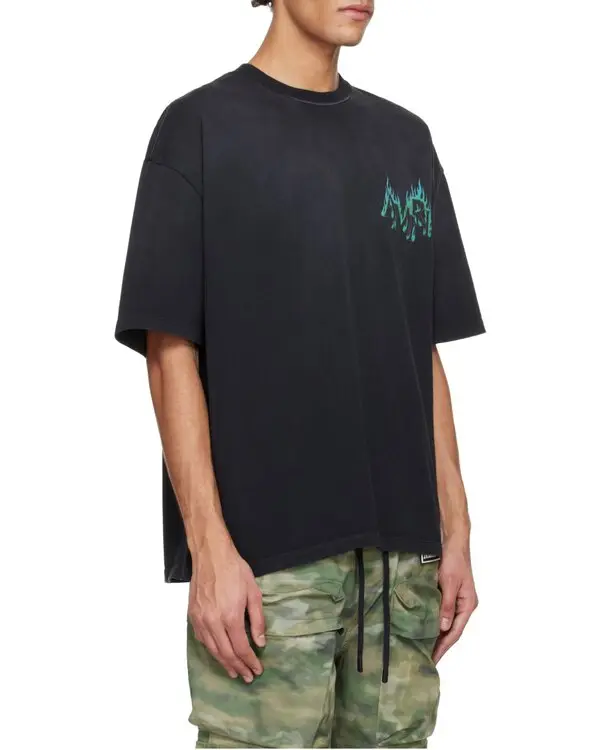 Amiri Logo Flames Crewneck T-shirt - Black