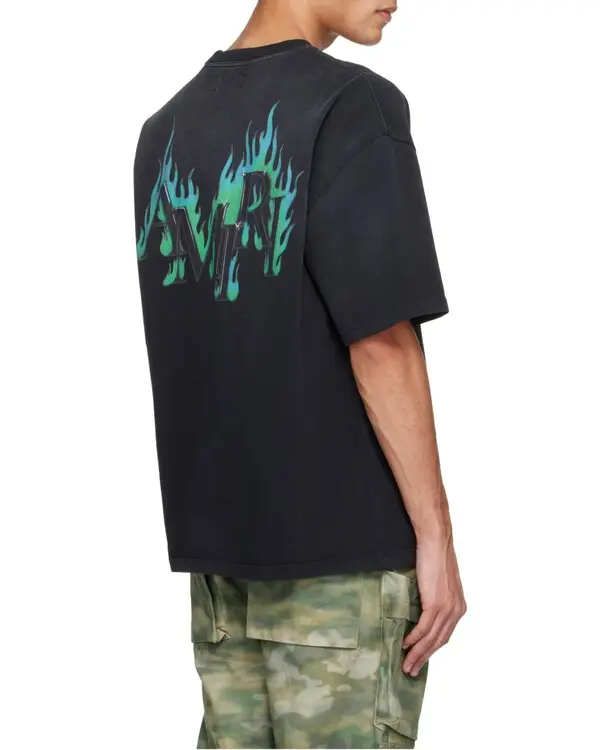 Amiri Logo Flames Crewneck T-shirt - Black