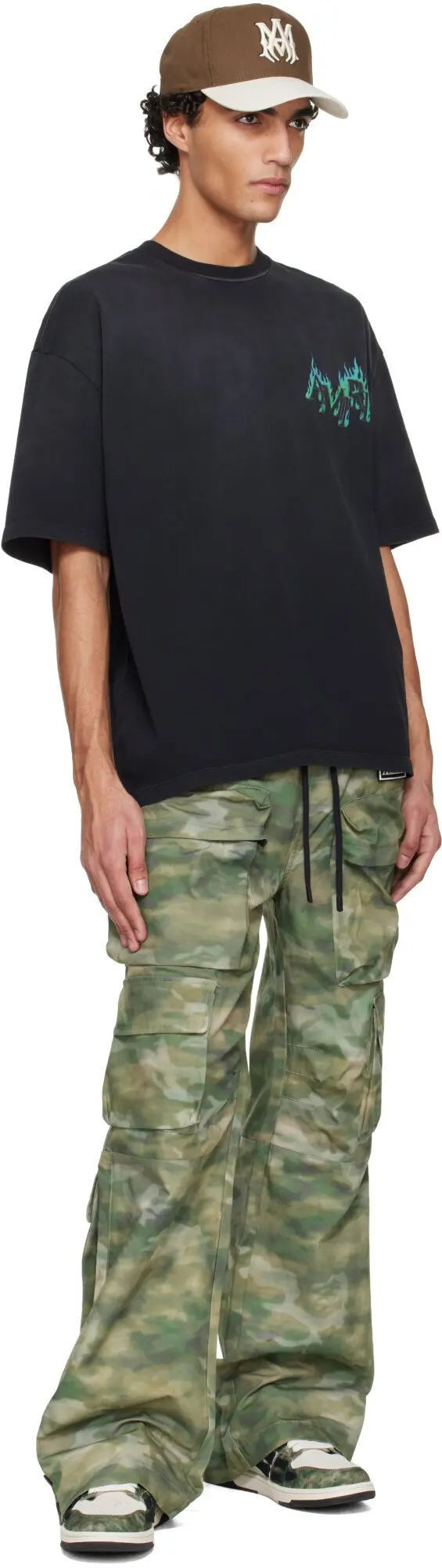 Amiri Logo Flames Crewneck T-shirt - Black