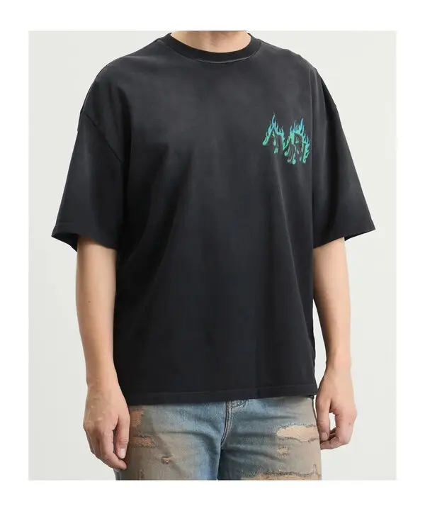 Amiri Logo Flames Crewneck T-shirt - Black
