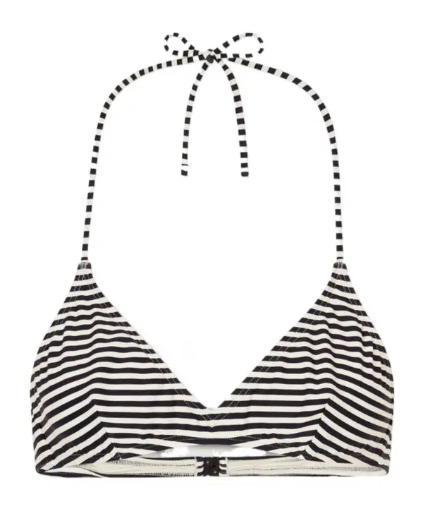 NILI LOTAN Striped Triangle Bikini Top - Black