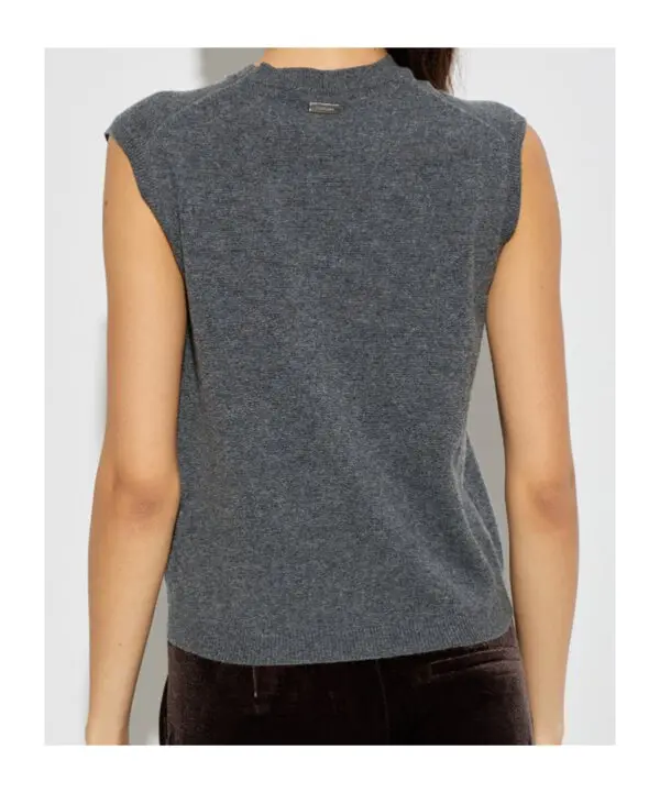FERRAGAMO Crew Neck Knitted Vest - Black