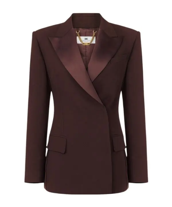 Elisabetta Franchi Satin Lapels Double-breasted Jacket