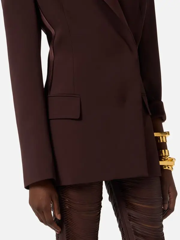 Elisabetta Franchi Satin Lapels Double-breasted Jacket