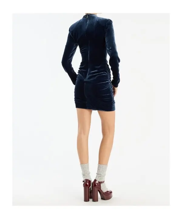 ROTATE BY BIRGER CHRISTENSEN Velvet Long-sleeved High Neck Dress