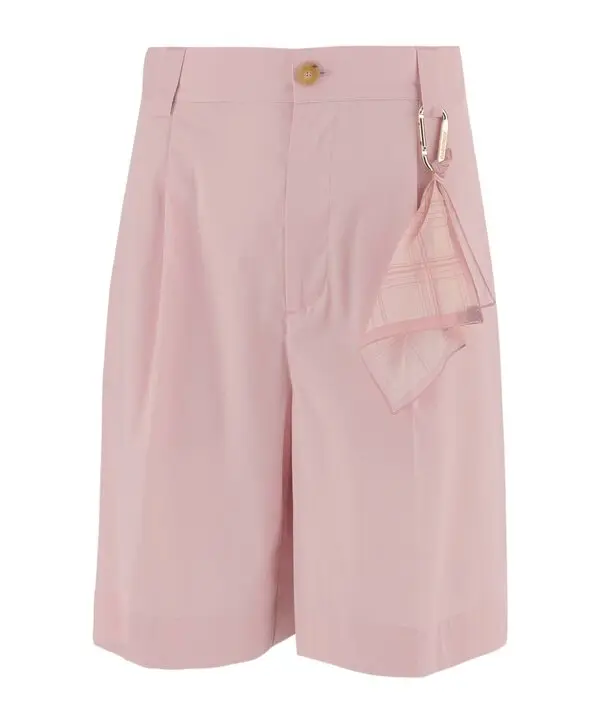 DARKPARK Belted Bermuda Shorts With Decorative Scarf Detail - Pink