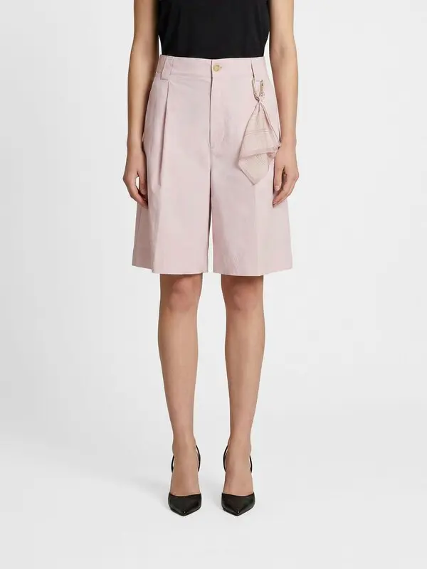 DARKPARK Belted Bermuda Shorts With Decorative Scarf Detail