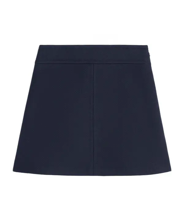 Celine Trapeze Mini Skirt In Double Faced Wool Tricotine - Ink