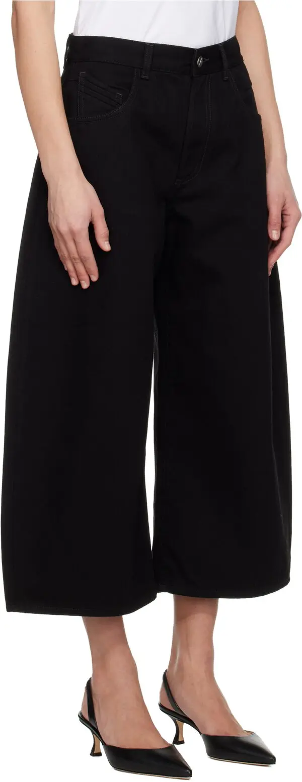 Attico Oversized Cropped Jeans - Black