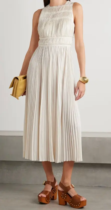 Ulla Johnson Pleated Satin Maxi Dress