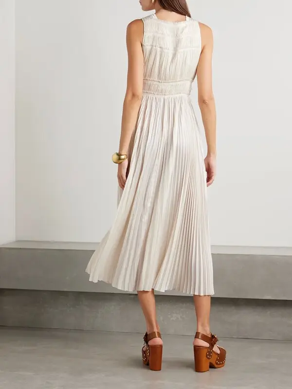 Ulla Johnson Pleated Satin Maxi Dress