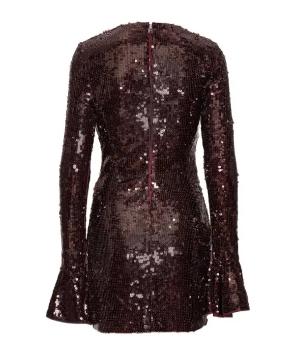 ROTATE BY BIRGER CHRISTENSEN Sequined Long Sleeve Crewneck Dress