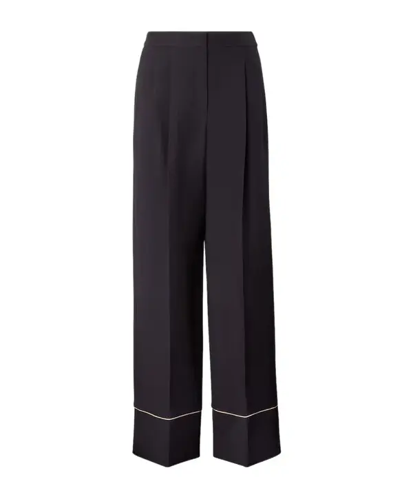 Fendi High-waist Wool Silk Trousers With Contrast Piping
