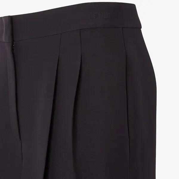 Fendi High-waist Wool Silk Trousers With Contrast Piping