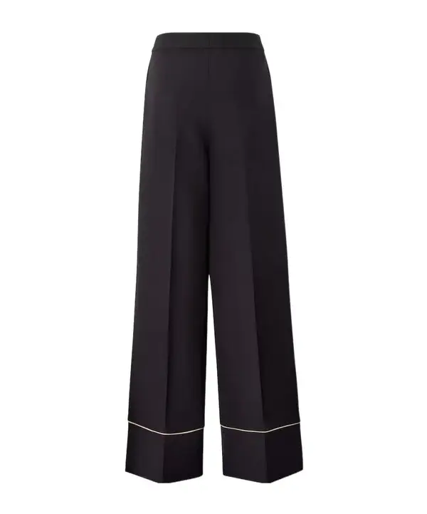 Fendi High-waist Wool Silk Trousers With Contrast Piping