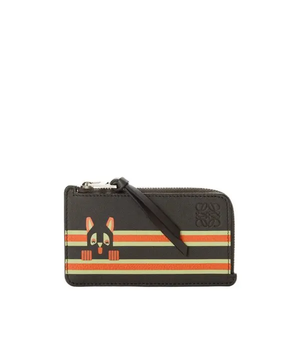 Loewe X Louis Wain Futurist Cat Cardholder - Dark Grey Brown/orange