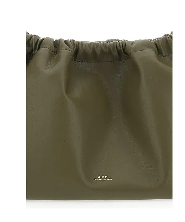 A.p.c. Logo Detailed Drawstring Shoulder Bag - Green