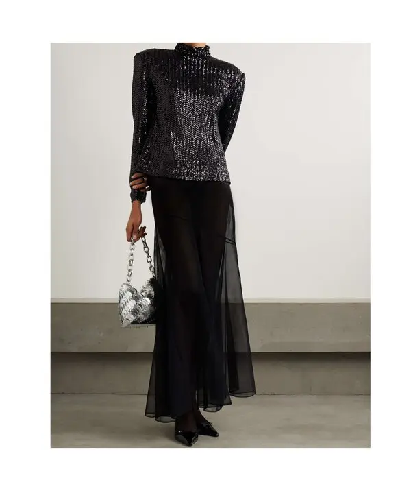 ANINE BING Josephine Sequined Mock Neck Top