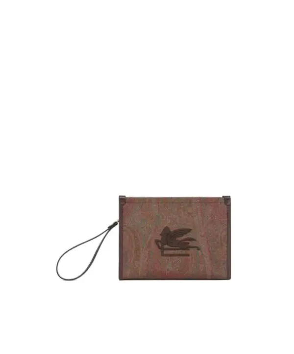 Etro Arnica Pouch With Pegaso Detail - Brown