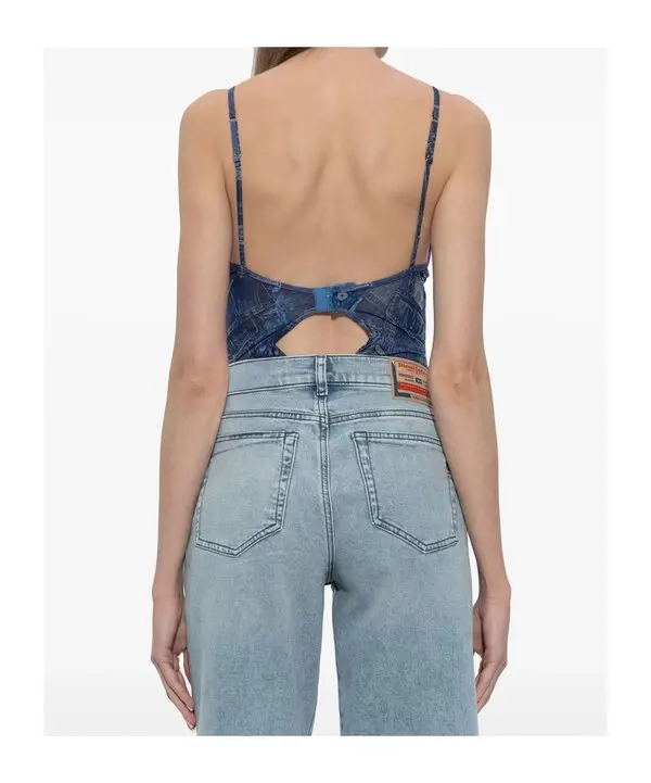 DIESEL® Bridget Denim Sheer Bodysuit