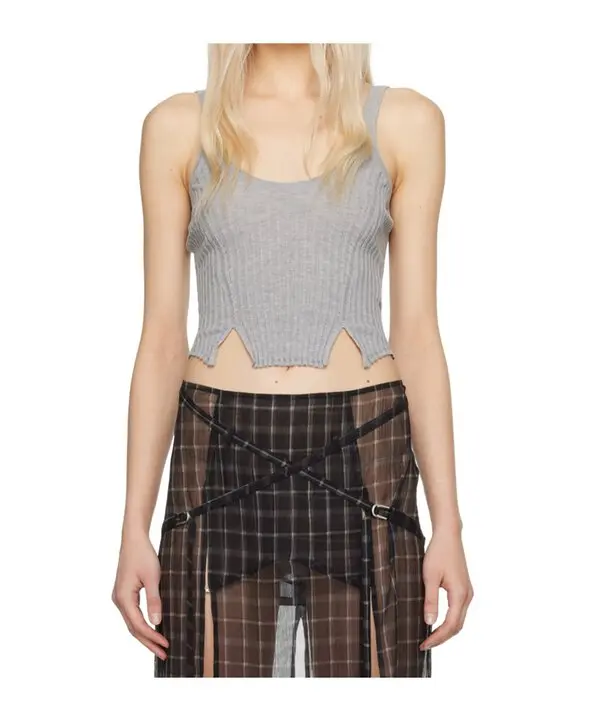 KNWLS Ribbed Knit Vest With Double Front Slits