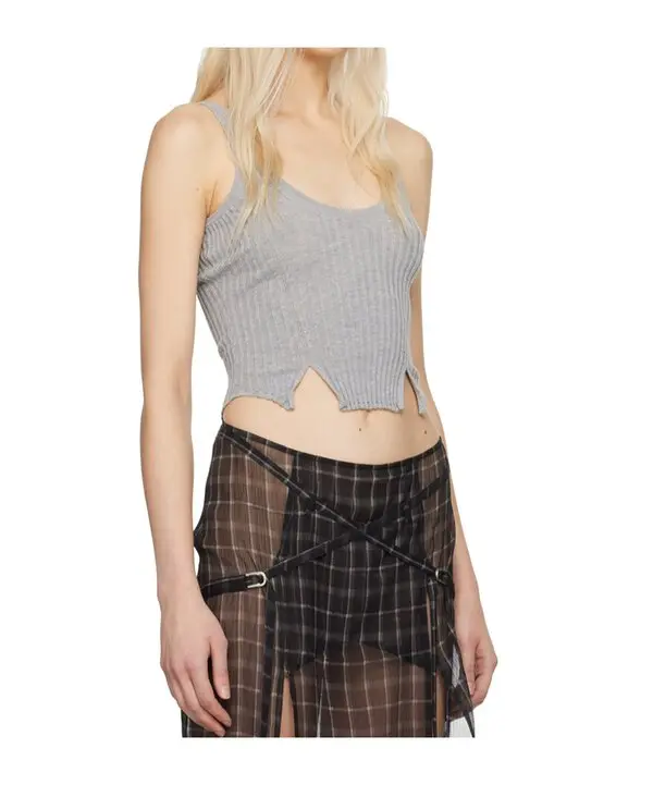 KNWLS Ribbed Knit Vest With Double Front Slits