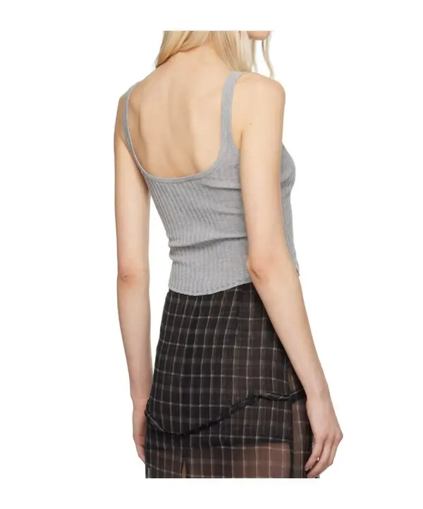 KNWLS Ribbed Knit Vest With Double Front Slits
