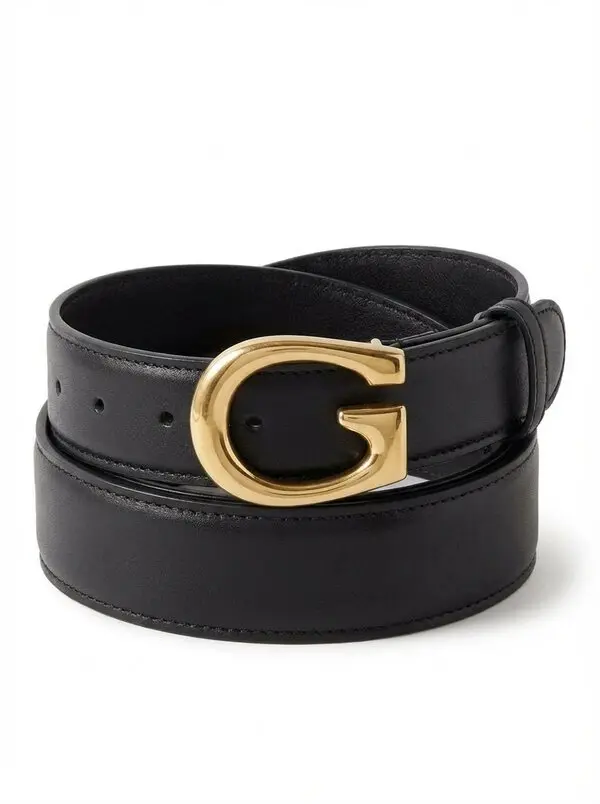 Gucci G Buckle Leather Belt - Black