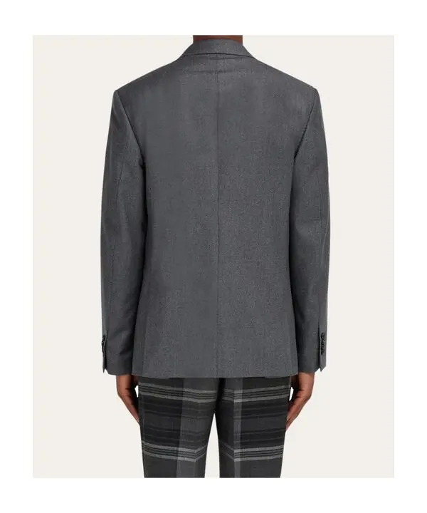 FERRAGAMO Single Breasted Flannel Blazer - Grey