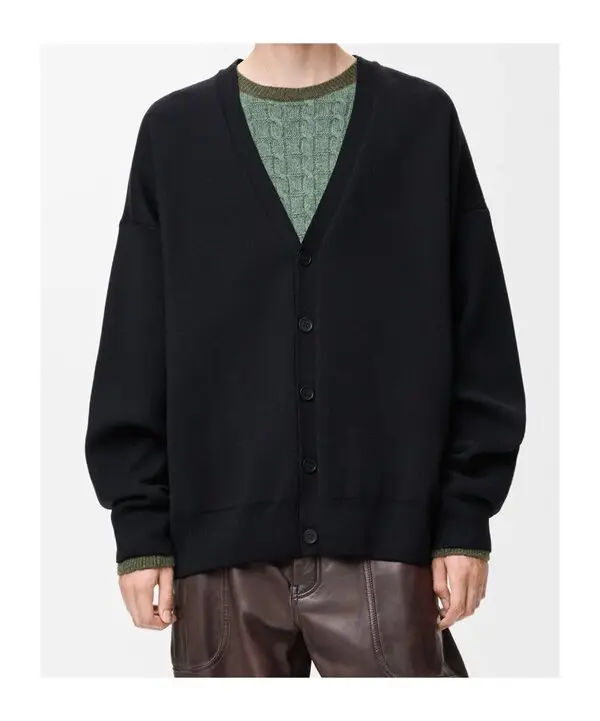Loewe V-neck Knitted Cardigan - Black