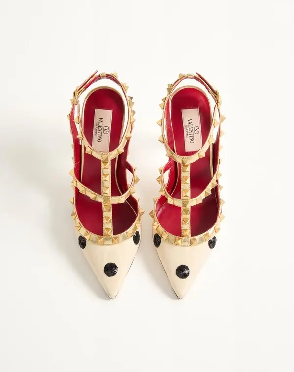 Valentino Garavani Rockstud Pumps With Plus De Pois Embroidery