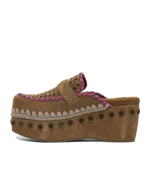 Mou Suede Overstitch Clogs