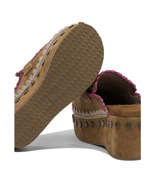 Mou Suede Overstitch Clogs