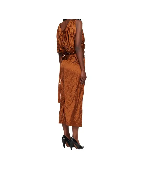 LANVIN Pleated Blend Satin Long Dress