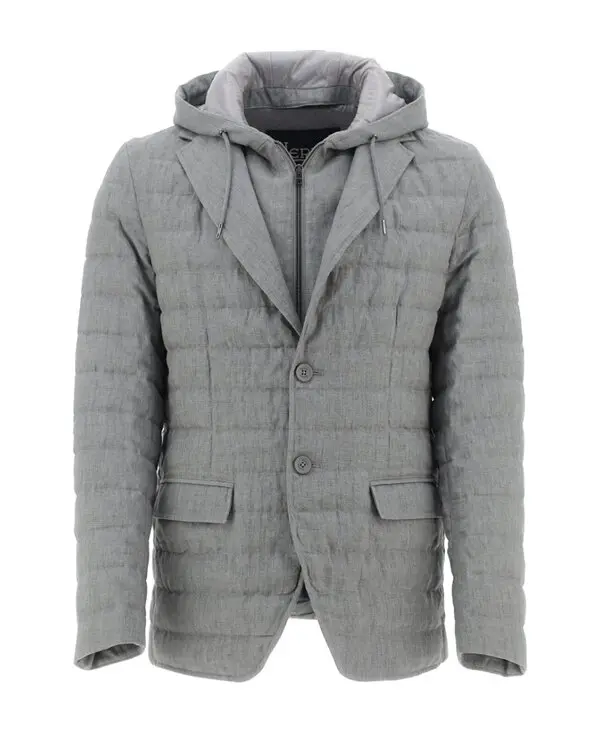 Herno Hooded Quilted Blazer - Gray