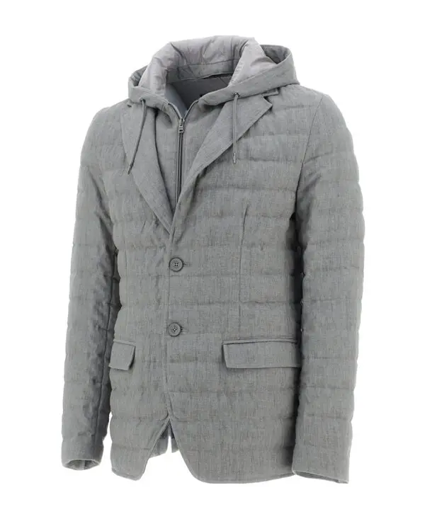 Herno Hooded Quilted Blazer - Gray