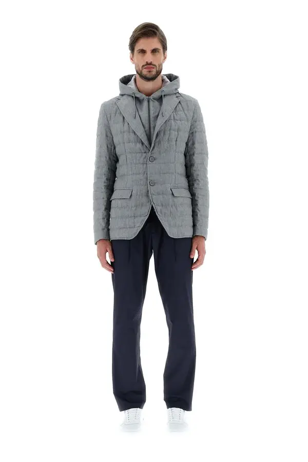 Herno Hooded Quilted Blazer - Gray