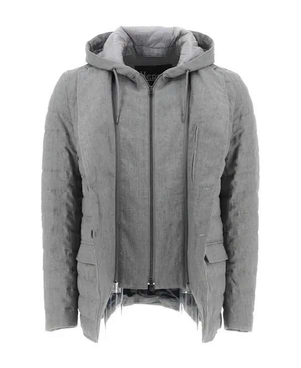 Herno Hooded Quilted Blazer - Gray
