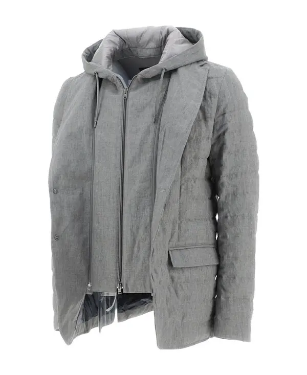 Herno Hooded Quilted Blazer - Gray