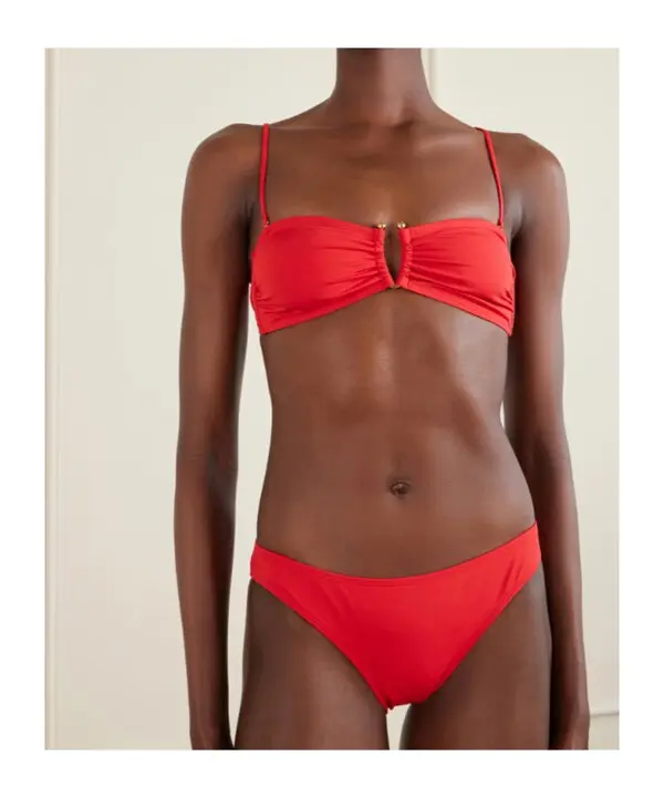 NILI LOTAN Embellished Bikini Top - Red
