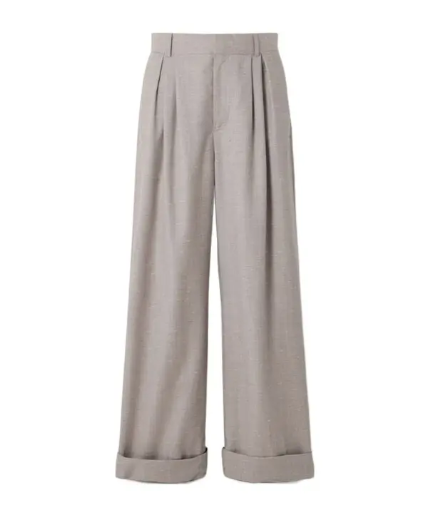 Loulou De Saison Davy Pleated Rolled Trousers - Gray