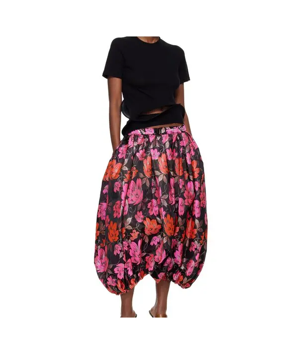 Comme Des Garçons Pink Jacquard Floral Pattern Trousers - Black