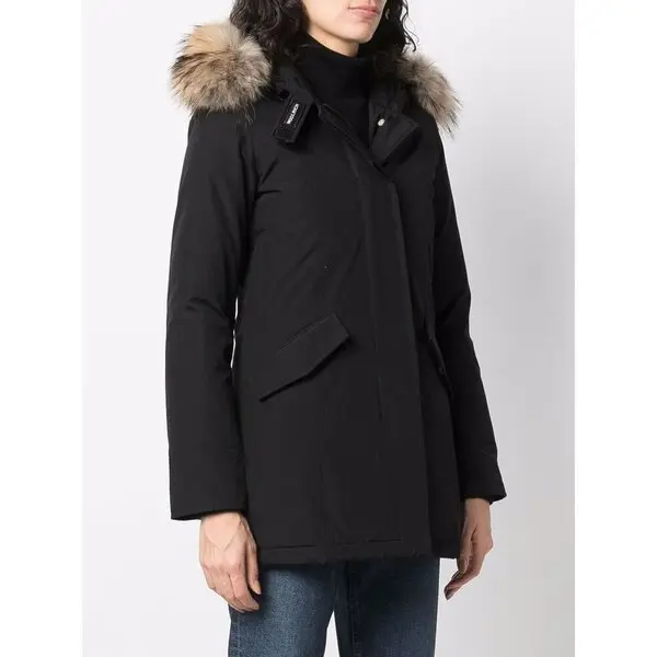 Woolrich Fur-trimmed Hooded Padded Coat - Black