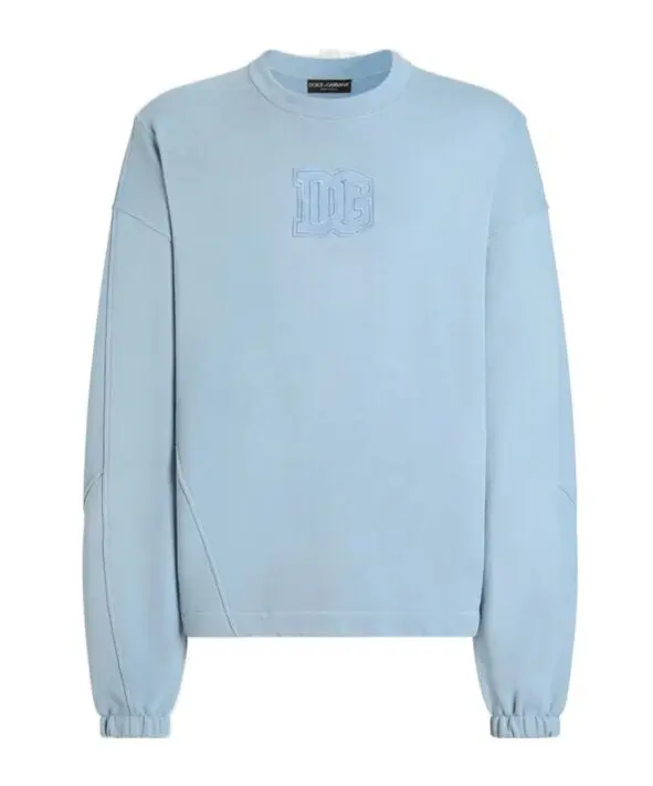 Dolce & Gabbana Dolce Gabbana Logo Patch Crewneck Sweatshirt - Blue